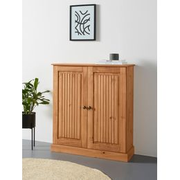 Garderobenschrank OTTO HOME "Liotta", beige (natur gebeizt, gewachst), B:88cm H:100cm T:34cm, Massivholz, Schr&auml;nke, Garderobenschrank, mit 2 verstellbare Einlegeb&ouml;den, aus massivem Kiefernholz