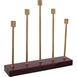 Kerzenhalter Kayoom "Kerzenhalter Art Deco 525", gold (bordeaux), B:9cm H:40cm T:40cm &Oslash;:0cm, Metall, Kerzenhalter, Kerzenhalter