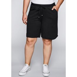 Bermudas sheego, Damen, Gr. 46, Normalgr&ouml;&szlig;en, schwarz, 95% Baumwolle, 5% Elasthan, unifarben, Hosen Bermudas