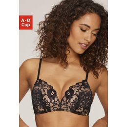 Bralette-BH JETTE, Damen, Gr. 75, Cup D, schwarz (schwarz, karamell), Obermaterial: 49% Polyamid, 44% Polyester, 7% Elasthan, BHs