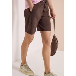 Shorts Cecil, Damen, Gr. L (42), braun cacao, Web, 66% Baumwolle, 30% Polyester, 4% Elasthan, unifarben, loose fit kurz, Hosen Shorts, Middle Waist