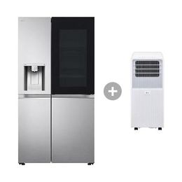 SidebySide K&uuml;hlschrank mit InstaView Door-in-Door&reg; (EEK E, 635L, 179cm hoch) GSXV91BSAE & Mobile Klimaanlage GSXV91BSAE.TF09001