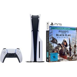 Playstation 5 Konsolen-Set "PS5 Disk Edition (Slim) inkl.Assassin&rsquo;s Creed Black Flag Resynced", wei&szlig;, schwarz, B:35,8cm H:9,6cm T:21,6cm, Spielekonsolen