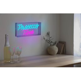 N&auml;ve N&Auml;VE LED Dekolicht "PROSECCO TIME", transparent, 1, H: 15cm, 1 Stk., Leuchten, Schriftzug beleuchtet blau rot, Tisch- Wandfunktion, transparent, USB
