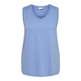 V-Shirt Only CARMAKOMA "CARCORAL S/L V-NECK TEE JRS", Damen, Gr. L, cornflower blau, Jersey, Obermaterial: 65% Polyester, 35% Viskose, unifarben, regular fit normal, V-Ausschnitt, Shirts