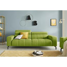 2,5-Sitzer DOMO collection "Cunelli, moderne Sitzn&auml;hte als Designelement, fester Sitzkomfort", gr&uuml;n (lime), B:238cm H:79cm T:104cm, Sofas, whlw. verstellbare Kopfteile, passend f&uuml;r g&auml;ngige Saugroboter