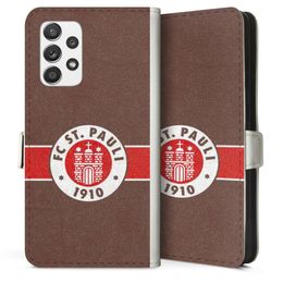 DeinDesign Galaxy A52s 5G Handy Klapph&uuml;lle Handyh&uuml;lle aus Kunst Leder wei&szlig; Flip Case Fc St. Pauli Logo Official Licensed Product Sideflip mit Lasche