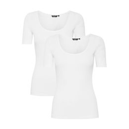 T-Shirt oxmo "T-Shirt OXIsan 2 Pack", Damen, Gr. XL, wei&szlig; (wei&szlig;, wei&szlig;), Obermaterial: 95% Baumwolle CO. 5% Elasthan EL., Shirts T-Shirt