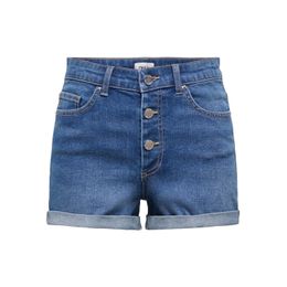 Jeansshorts Only "ONLJESSIE MID VIS BUT SHORTS DNM", Damen, Gr. L, N-Gr, medium blau denim, Denim/Jeans, Obermaterial: 65% Baumwolle, 18% Polyester, 15% Viskose, 2% Elasthan, unifarben, kurz, Jeans Jeansshorts, Baumwollmischung