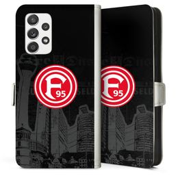 DeinDesign Galaxy A52s 5G Handy Klapph&uuml;lle Handyh&uuml;lle aus Kunst Leder wei&szlig; Flip Case Official Licensed Product Logo Fortuna D&uuml;sseldorf Sideflip mit Lasche