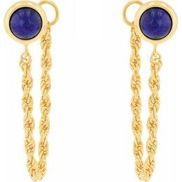 Paar Ohrh&auml;nger Amor "Kugel Kordelkettengliederung", gold (gelbgoldfarben, blau, blau), Ohrringe, Damen, 6mm, Silber 925 (Sterlingsilber), mit Lapislazuli