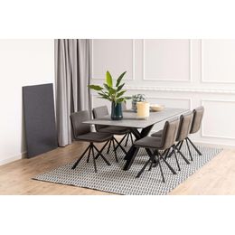 Esstisch ACTONA GROUP "Heaven", schwarz, grau, B:200cm H:75,5cm T:100cm, Tische, Esstisch, mit einer Keramik-Optik Tischplatte, 200x100x75.5 cm