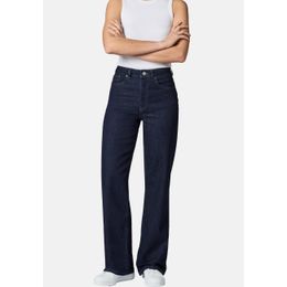 Weite Jeans PEAK TIME "Eklipsa", Damen, Gr. 26, L&auml;nge 30, midnight indigo, Jeans, Material: 88% Baumwolle, 6% Polyester, 4% Elastomultiester, 2% Elastan, weit lang, Jeans, Damen Wide Leg Jeans mit Logopr&auml;gung