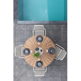 Gartentisch VENTURE HOME "Rosario, runde Esstafel f&uuml;r den Au&szlig;enbereich", braun, natur, natur, B:140cm H:75cm T:140cm, Tische, Gartentisch, Outdoortisch rund, Metallgestell, pflegeleicht
