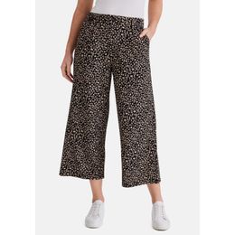 Culotte STOOKER WOMEN "COMO Jersey Wide leg fit Jerseyhose", Damen, Gr. 44/46, sand abstract aop, Jersey, 96% Polyester, 4% Elasthan, weit 3/4-L&auml;nge, Hosen Culotte, Wide Leg Fit Casual Clean Wash Jersey f&uuml;r Damen