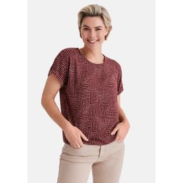 Kurzarmshirt STOOKER WOMEN "STCLEA Print T-Shirt", Damen, Gr. 44/46, rot mosaic aop, Feinstrick, 96% Polyester, 4% Elasthan, regular fit, Rundhals, Shirts, Regular Fit T-Shirt Spitzen- Shirt f&uuml;r Damen