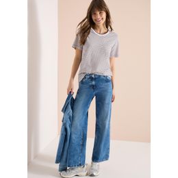Rundhalsshirt Cecil, Damen, Gr. L (42), sweet grape rot, Web, 50% Baumwolle, 50% Modal, gestreift, comfort fit normal, Rundhals, abgesteppt, Shirts Rundhalsshirt, Jersey