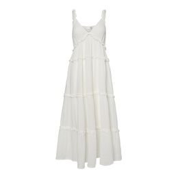 Tr&auml;gerkleid Y.A.S "YASANINA SL ANKLE DRESS S. NOOS", Damen, Gr. 34, N-Gr, star wei&szlig;, Web, Obermaterial: 100% Baumwolle, unifarben, regular fit kn&ouml;chellang, V-Ausschnitt, Kleider Tr&auml;gerkleid, Sommerkleid mit R&uuml;schen, kn&ouml;chellang, Baumwolle