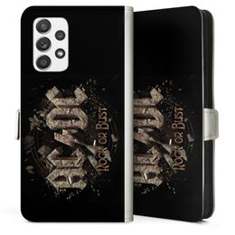 DeinDesign Galaxy A52s 5G Handy Klapph&uuml;lle Handyh&uuml;lle aus Kunst Leder wei&szlig; Flip Case Rock Or Bust Official Licensed Product Acdc Sideflip mit Lasche