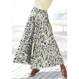 Hosenrock Lascana, Damen, Gr. 34, beige (sand bedruckt), Web, Obermaterial: 100% Polyester, bedruckt, figurumspielend kn&ouml;chelfrei, R&ouml;cke, mit Alloverdruck, Culotte, extraweites Bein, luftige Sommerhose