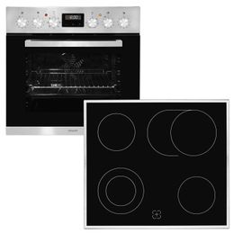 Exquisit Elektro-Herd-Set "EHE 157-2 URBZ-Set", Energieeffizienz: A (A+++-D), silber (silberfarben, schwarz), Herdsets, Umluft f&uuml;r gleichm&auml;&szlig;ige W&auml;rme ideal f&uuml;r Pl&auml;tzchen auf mehreren Blechen, Topseller