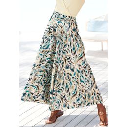 Hosenrock Lascana, Damen, Gr. 38, beige (sand bedruckt), Web, Obermaterial: 100% Polyester, bedruckt, figurumspielend kn&ouml;chelfrei, R&ouml;cke, mit Alloverdruck, Culotte, extraweites Bein, luftige Sommerhose, Topseller