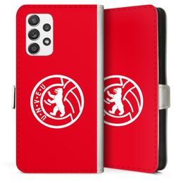 DeinDesign Galaxy A52s 5G Handy Klapph&uuml;lle Handyh&uuml;lle aus Kunst Leder wei&szlig; Flip Case Bear 1. Fc Union Berlin Official Licensed Product Sideflip mit Lasche
