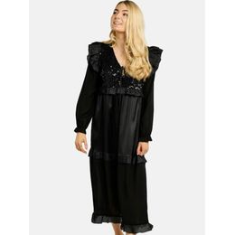 Jerseykleid LIBERT&Eacute; ESSENTIEL "Libert&eacute; Essentiel Dress NOR", Damen, Gr. L, Normalgr&ouml;&szlig;en, schwarz sequins, Obermaterial: 100% Polyester, Kleider Jerseykleid