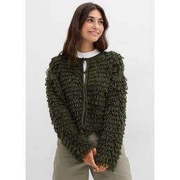 bonprix Grobstrickjacke, gr&uuml;n, Gr.44/46 (L), Trendy Strickjacke mit &uuml;berschnittener Schulter