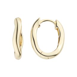 Paar Creolen Jobo "Ohrringe Welle 17 mm", vergoldet, Ohrringe, Damen, Silber 925 (Sterlingsilber), 925 Silber rhodiniert oder vergoldet