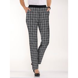 Schlupfhose Classic Basics, Damen, Gr. 19, Kurzgr&ouml;&szlig;en, schwarz-wei&szlig; (schwarz, wei&szlig;, kariert), 97% Polyester, 3% Elasthan, gemustert, lang, Hosen Schlupfhose