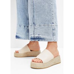bonprix Plateau-Pantoletten in Bast-Optik, beige, Gr.41, Sch&ouml;ne, modische Pantolette, aus Vegan