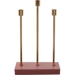 Kerzenst&auml;nder Kayoom "Kerzenhalter Art Deco 325", rosa (rosa, goldfarben), B:9cm H:39,5cm T:26cm &Oslash;:0cm, Metall, Kerzenhalter