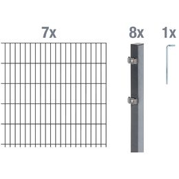 Doppelstabmattenzaun Alberts "Grundset", grau (anthrazit), H:120cm, Stahl, Zaunelemente, H&ouml;he: 80-200 cm, Gesamtl&auml;nge: 4-30 m, zum Einbetonieren