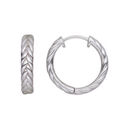 Paar Creolen Jobo "Ohrringe Zopf geflochten 20 mm", silber 925, Ohrringe, Damen, 20mm, Silber 925 (Sterlingsilber), 925 Silber rhodiniert oder vergoldet