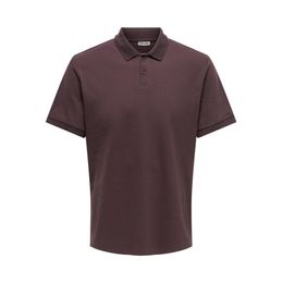Only & Sons Poloshirt ONLY & SONS "ONSBEN REG SS POLO SHIRT NOOS", Herren, Gr. L, raisin, Jersey, Obermaterial: 100% Baumwolle, unifarben, regular fit normal, ohne Ausschnitt, Shirts, Baumwolle, regular fit