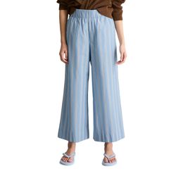 Marc O'Polo Chinohose MARC O'POLO DENIM "aus Papertouch-Popeline", Damen, Gr. S, Normalgr&ouml;&szlig;en, light blau, Obermaterial: 100% Baumwolle, gestreift, relaxed fit wadenlang, Hosen Chinohose