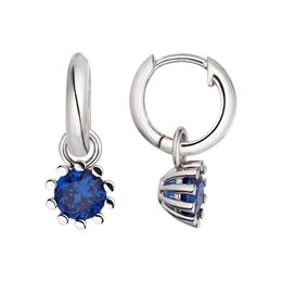 Paar Creolen Jobo "Ohrringe mit Spinell blau 20 mm", silber 925, blau, Ohrringe, Damen, Silber 925 (Sterlingsilber), 925 Silber rhodiniert oder vergoldet