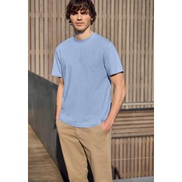 T-Shirt Street One MEN, Herren, Gr. L (42), beach blau, Web, 100% Baumwolle, unifarben, normal normal, Rundhals, abgesteppt, Shirts T-Shirt, aus reiner Baumwolle