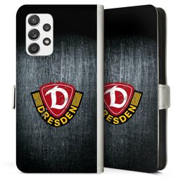 DeinDesign Galaxy A52s 5G Handy Klapph&uuml;lle Handyh&uuml;lle aus Kunst Leder wei&szlig; Flip Case Sgd Official Licensed Product Sg Dynamo Dresden Sideflip mit Lasche