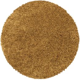 Hochflor-Teppich Ayyildiz Teppiche "SYDNEY 3000", gold (goldfarben), H:30mm &Oslash;:120cm, Polypropylen (PP), Teppiche, Shaggy, Langflor, uni, auch rechteckig, Wohnzimmer