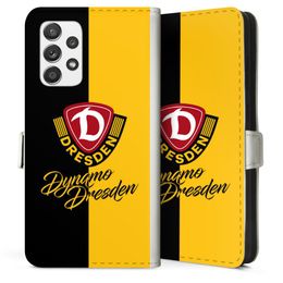 DeinDesign Galaxy A52s 5G Handy Klapph&uuml;lle Handyh&uuml;lle aus Kunst Leder wei&szlig; Flip Case Sg Dynamo Dresden Official Licensed Product Sgd Sideflip mit Lasche