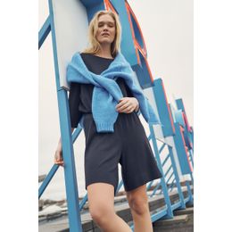 Shorts SENSES.THE LABEL, Damen, Gr. M/L, Normalgr&ouml;&szlig;en, schwarz (night navy), Frottee, Material: 60% Viskose, 36% Polyester, 4% Elasthan, unifarben, relaxed fit kurz, Hosen Shorts, mit Elastikbund
