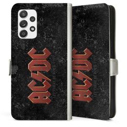 DeinDesign Galaxy A52s 5G Handy Klapph&uuml;lle Handyh&uuml;lle aus Kunst Leder wei&szlig; Flip Case Acdc Merchandise Logo Sideflip mit Lasche