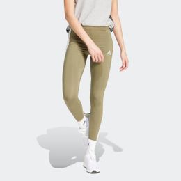 Trainingstights adidas Sportswear "W 3S SJ LEG", Damen, Gr. L, N-Gr, gr&uuml;n (olive strata, wei&szlig;, normal, gr.), Obermaterial: 90% Baumwolle, 10% Elasthan, Hosen, sportlicher Look mit 3-Streifen, aus Baumwolle und Elasthan