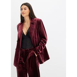 bonprix Blazer aus softem Samt, rot, Gr.44, Modischer, zweireihiger Blazer aus softem Samt, aus Samt