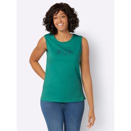 Shirttop Casual Looks, Damen, Gr. 40, gr&uuml;n (smaragd), 100% Baumwolle, gemustert, unifarben, Rundhals, Tops Shirttop