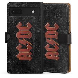 DeinDesign Google Pixel 6a Handy Klapph&uuml;lle Handyh&uuml;lle aus Kunst Leder schwarz Flip Case Acdc Logo Merchandise Sideflip mit langer Lasche