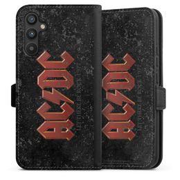 DeinDesign Galaxy A34 5G Handy Klapph&uuml;lle Handyh&uuml;lle aus Kunst Leder schwarz Flip Case Acdc Logo Merchandise Sideflip mit Lasche