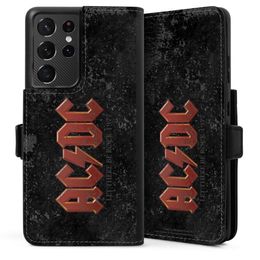 DeinDesign Galaxy S21 Ultra 5G Handy Klapph&uuml;lle Handyh&uuml;lle aus Kunst Leder schwarz Flip Case Acdc Logo Merchandise Sideflip mit Lasche
